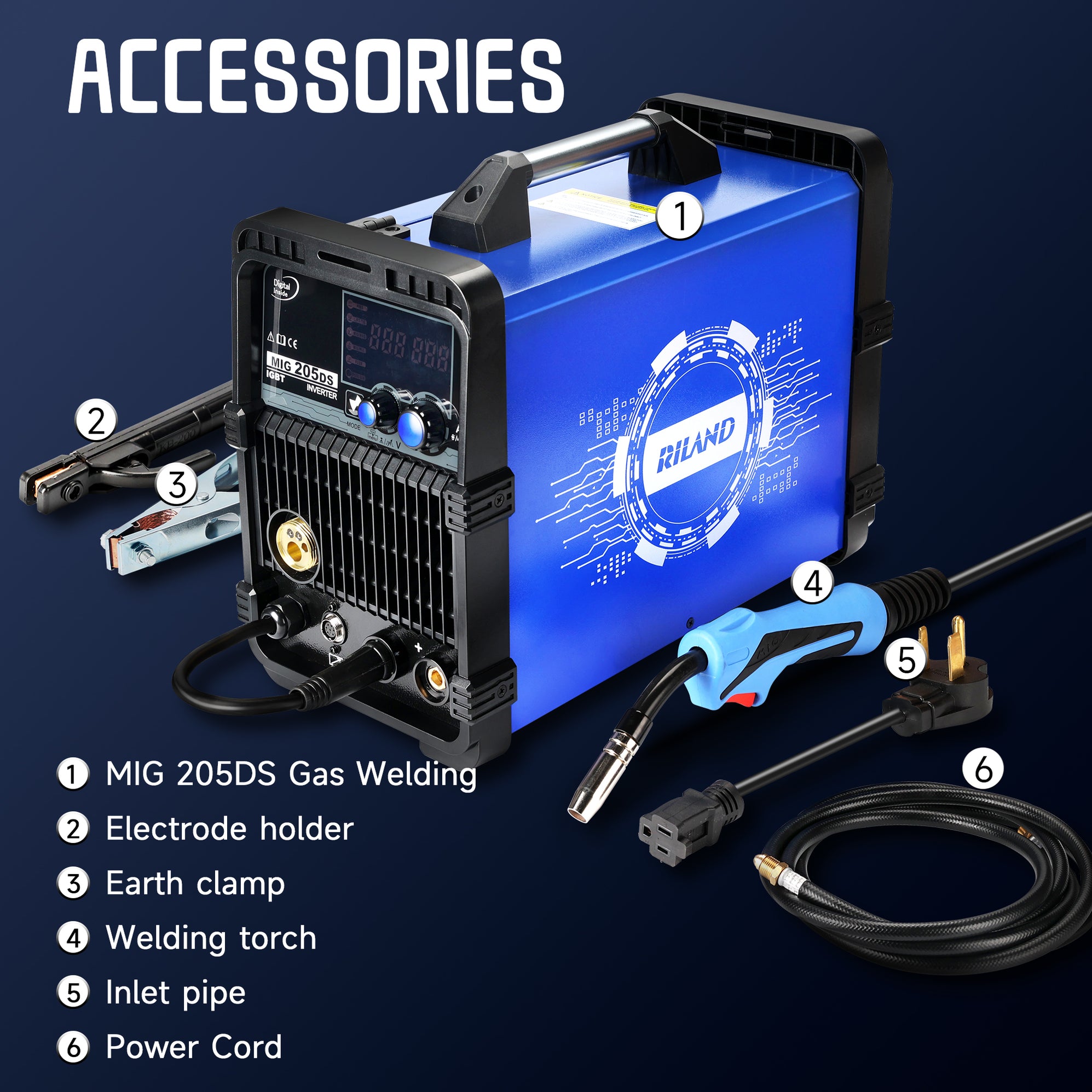 Riland Welder MIG205DS 110V/220V 5 in 1 Multi-Process Welding Equipmen ...